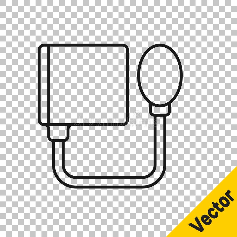 Black Line Blood Pressure Icon Isolated on Transparent Background ...
