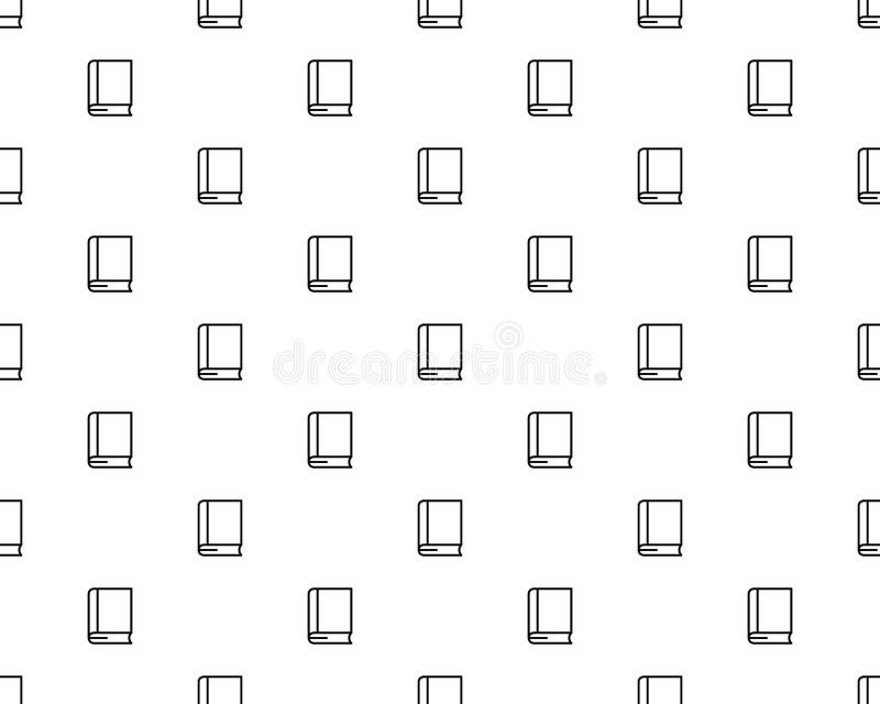 Black Line Book Icon Isolated Seamless Pattern on White Background ...