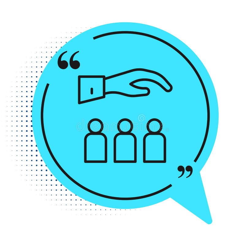 Black Line Boss with Employee Icon Isolated on White Background. Blue ...