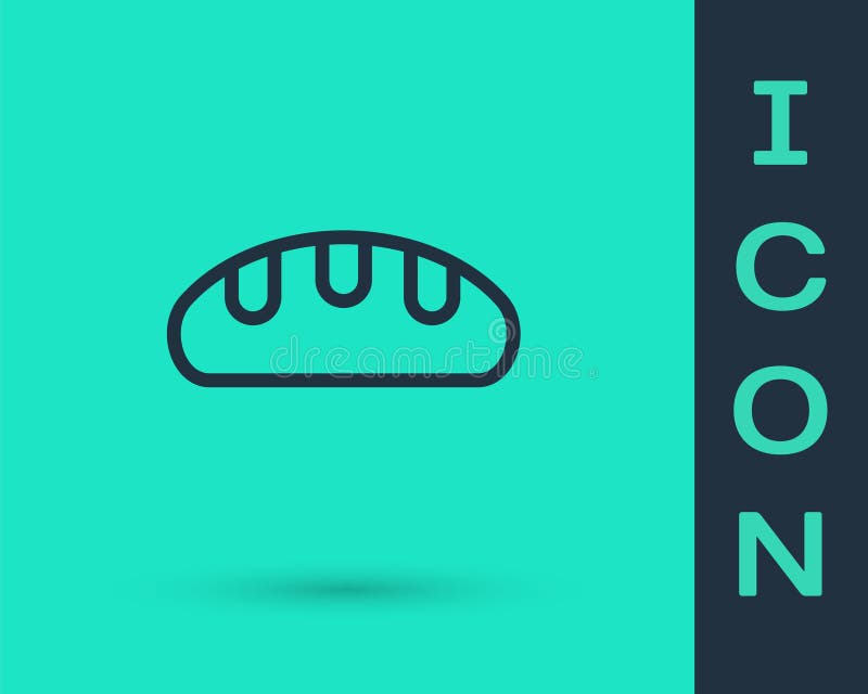Black Line Bread Loaf Icon Isolated on Green Background. Vector Stock ...