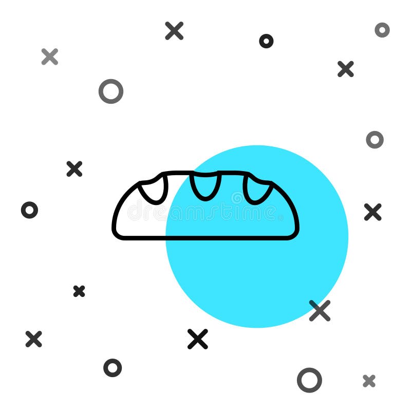 Black Line Bread Loaf Icon Isolated on White Background. Random Dynamic ...