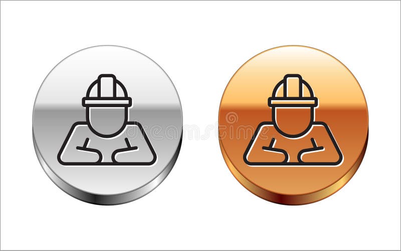 Black Line Builder Icon Isolated on White Background. Construction ...