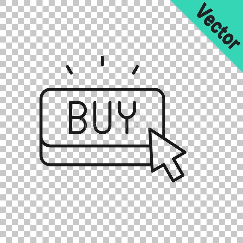 Black Line Buy Button Icon Isolated on Transparent Background. Vector ...
