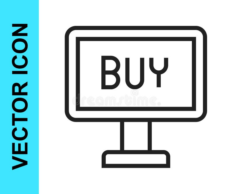 Black Line Buy Button Icon Isolated on White Background. Vector Stock ...