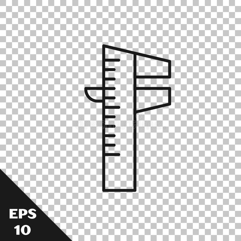 Black Line Calliper or Caliper and Scale Icon Isolated on Transparent ...
