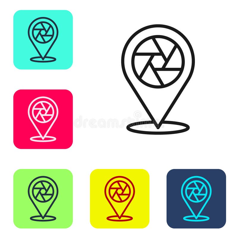 Black Line Camera Shutter Icon Isolated on White Background. Set Icons ...