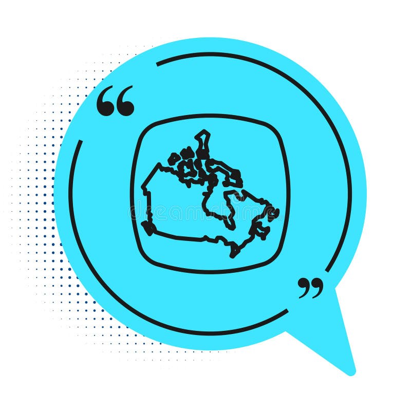 Black Line Canada Map Icon Isolated on White Background. Blue Speech ...