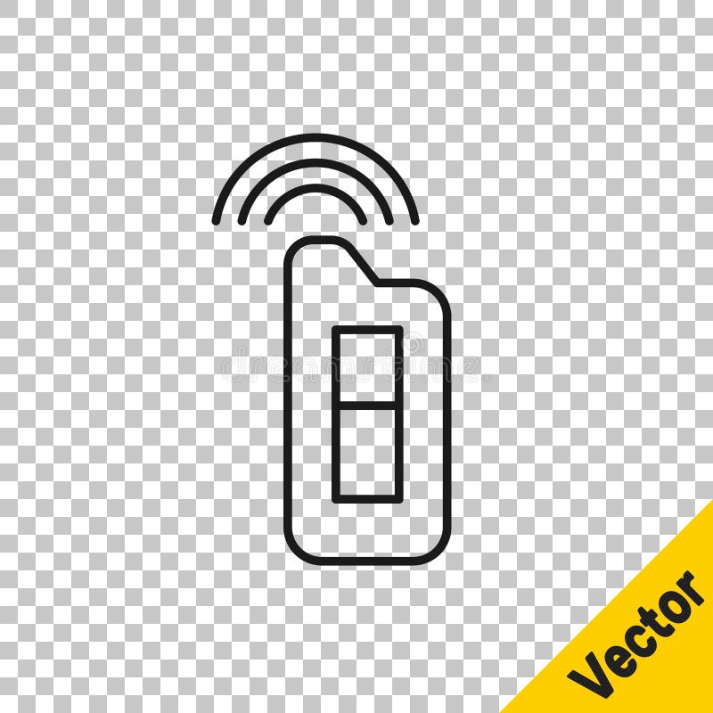 Black Line Car Key with Remote Icon Isolated on Transparent Background ...