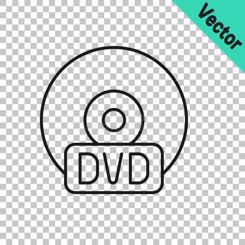 Black Line CD or DVD Disk Icon Isolated on Transparent Background ... Black Line CD or DVD Disk Icon Isolated on Transparent Background ...