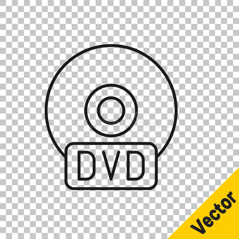 Black Line CD or DVD Disk Icon Isolated on Transparent Background ...