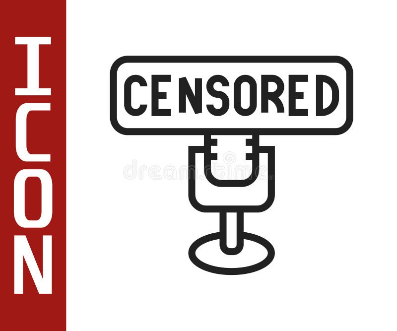 Black Line Censored Stamp Icon Isolated on White Background. Vector ...