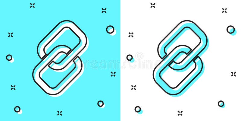 Black Line Chain Link Icon Isolated on Green and White Background. Link ...