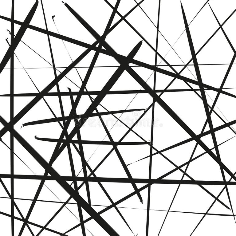 Black Line Chaos. Abstract Thread Layout. Graphic Crossing Strokes ...