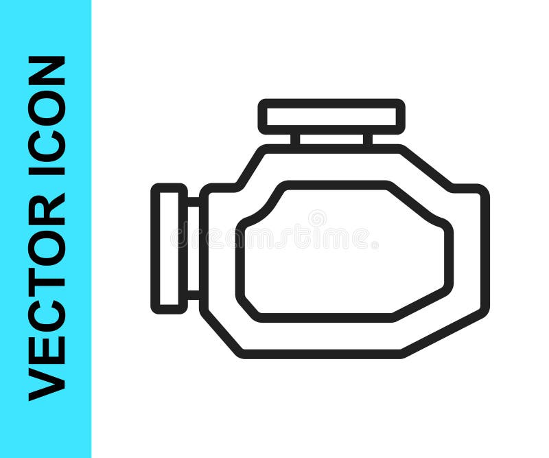 Black Line Check Engine Icon Isolated on White Background. Vector Stock ...
