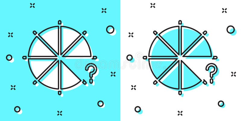 Black Line Circle of Pieces Icon Isolated on Green and White Background ...