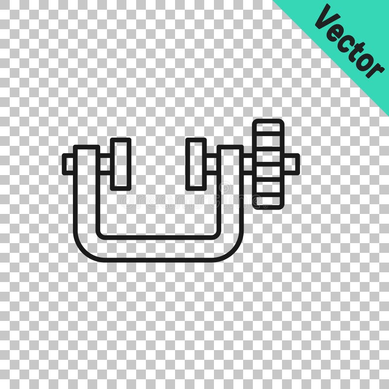 Black Line Clamp and Tool Icon Isolated on Transparent Background ...