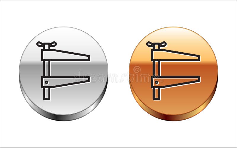 Black Line Clamp Tool Icon Isolated on White Background. Locksmith Tool ...