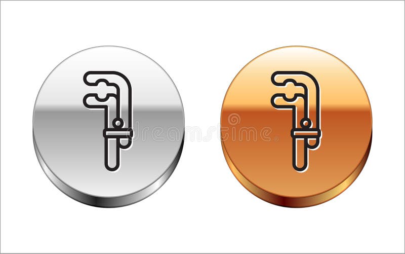 Black Line Clamp Tool Icon Isolated on White Background. Locksmith Tool ...