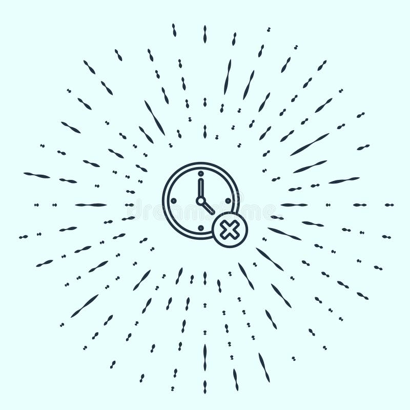 Black Line Clock Delete Icon Isolated on Grey Background. Time Symbol ...