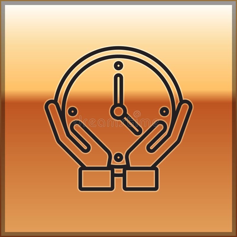 Black Line Clock Icon Isolated on Gold Background. Time Symbol Stock ... Black Line Clock Icon Isolated on Gold Background. Time Symbol Stock ...