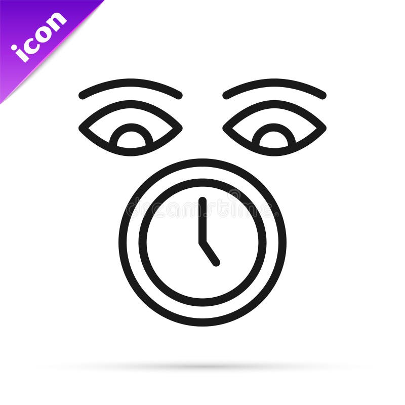 Black Line Clock Icon Isolated on White Background. Time Symbol Stock ... Black Line Clock Icon Isolated on White Background. Time Symbol Stock ...