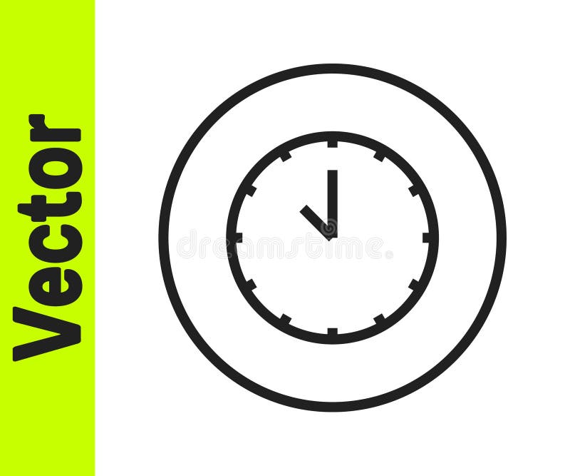 Black Line Clock Icon Isolated on White Background. Time Symbol Stock ...