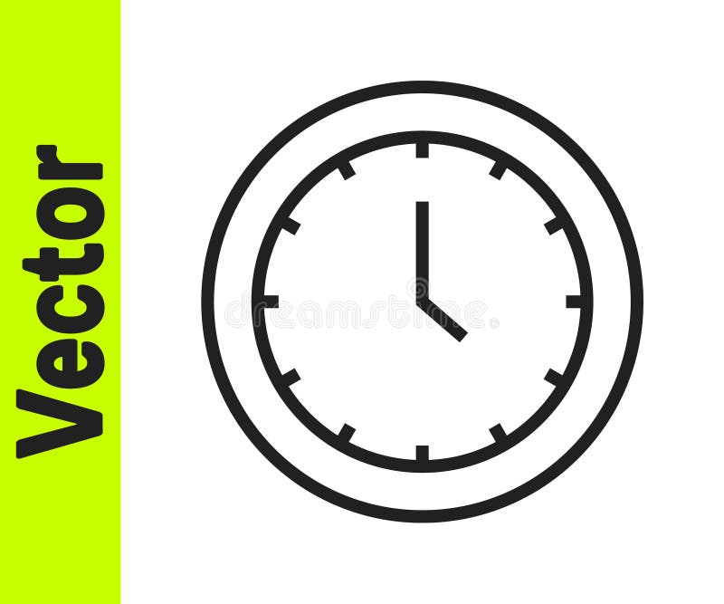 Black Line Clock Icon Isolated on White Background. Time Symbol Stock ... Black Line Clock Icon Isolated on White Background. Time Symbol Stock ...