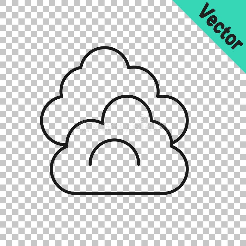 Black Line Cloud Icon Isolated on Transparent Background. Vector Stock ...