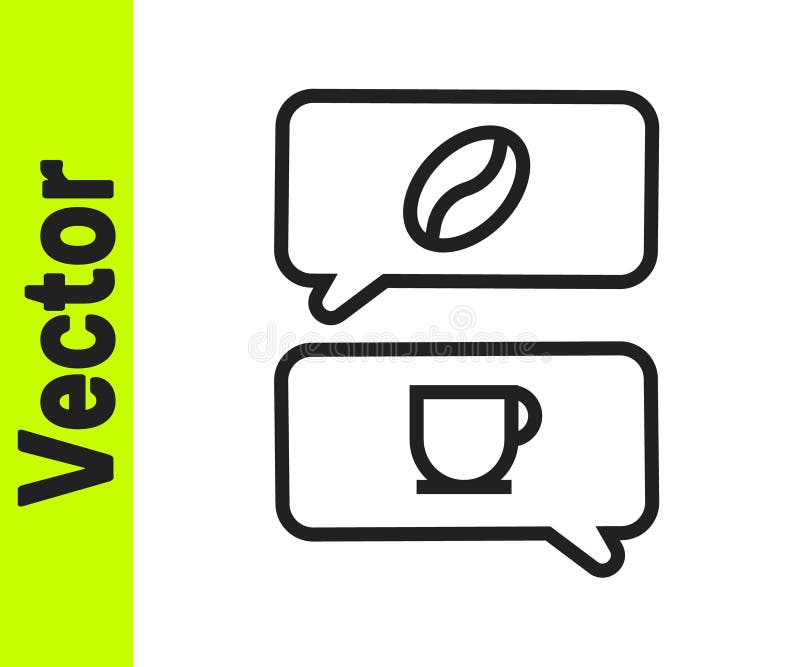 Black Line Coffee and Conversation Icon Isolated on White Background ...