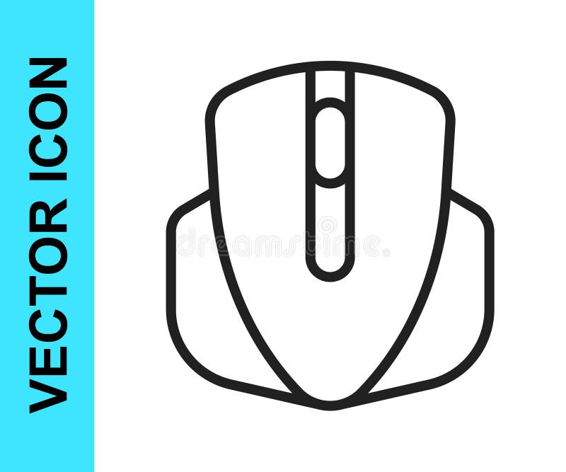 Black Line Computer Mouse Gaming Icon Isolated on White Background ...