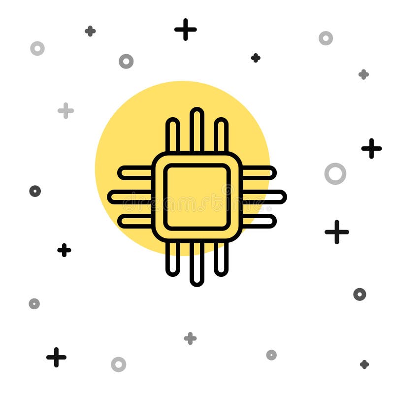 Black Cpu Microchip White Background Stock Illustrations – 1,558 Black ...