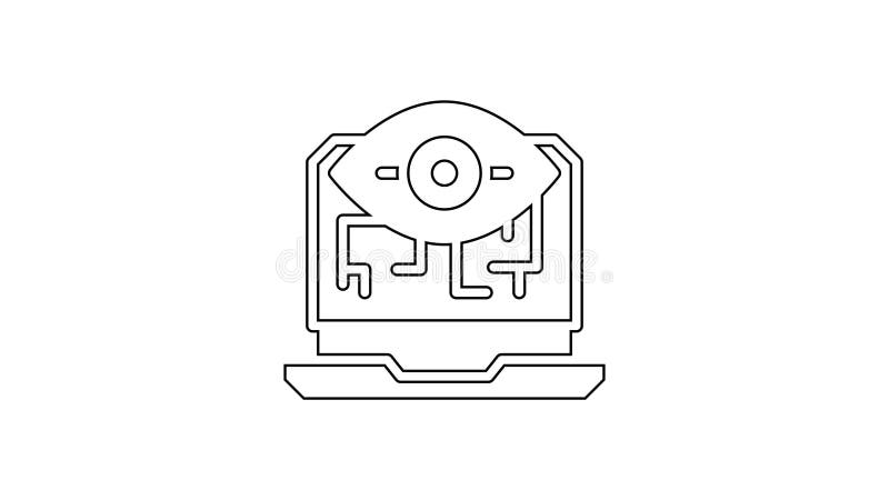 Black Line Eye Scan Icon Isolated on White Background. Retinal Scan ...