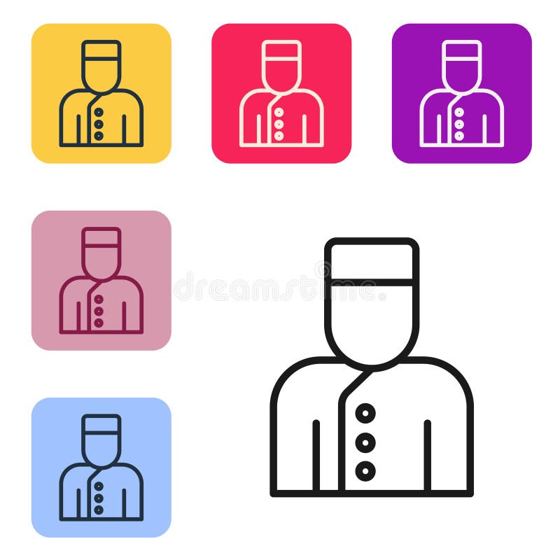 Black Line Concierge Icon Isolated on White Background. Set Icons in ...