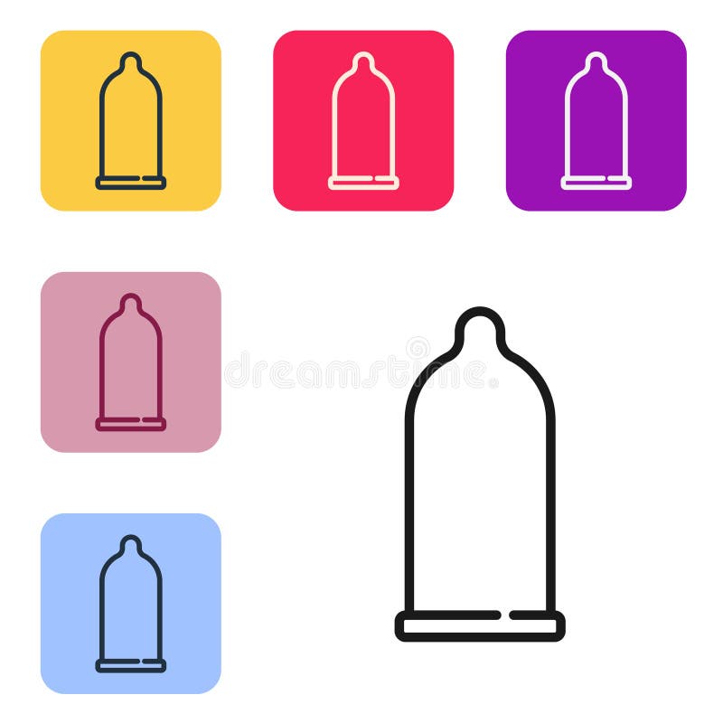 Black Line Condom Safe Sex Icon Isolated On White Background Safe Love