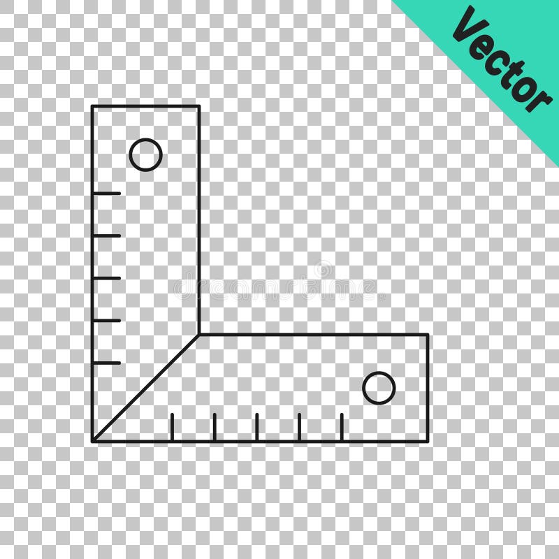 Black Line Corner Ruler Icon Isolated on Transparent Background ...