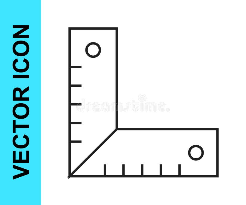 Black Line Corner Ruler Icon Isolated on White Background. Setsquare ...