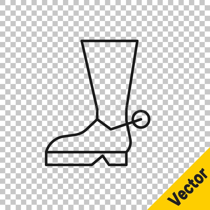 Black Line Cowboy Boot Icon Isolated on Transparent Background. Vector ...