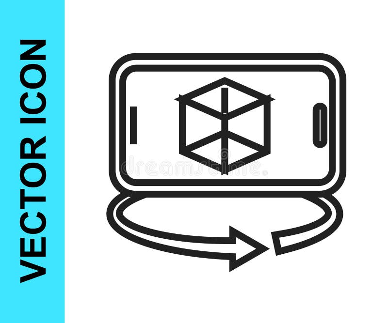 Black Line 3d Modeling Icon Isolated on White Background. Augmented ...