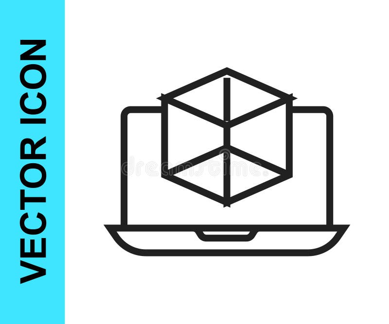Black Line 3d Modeling Icon Isolated on White Background. Augmented ...