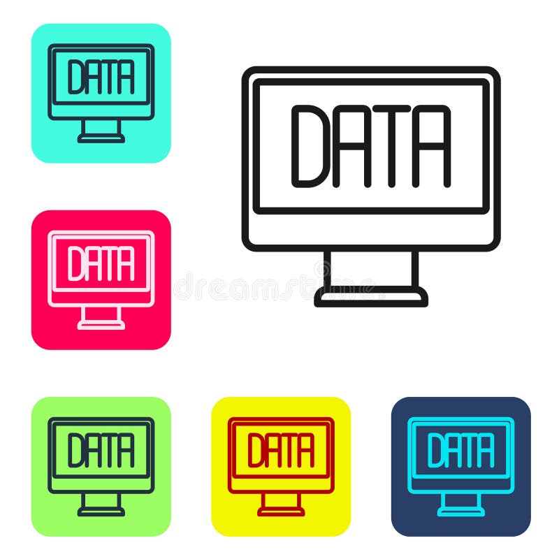 Black Line Data Analysis Icon Isolated on White Background. Business ... Black Line Data Analysis Icon Isolated on White Background. Business ...