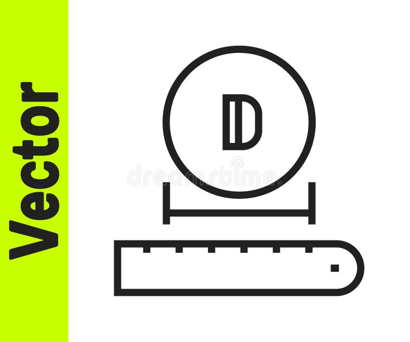 Black Diameter Icon Isolated on Transparent Background. Vector Stock ...