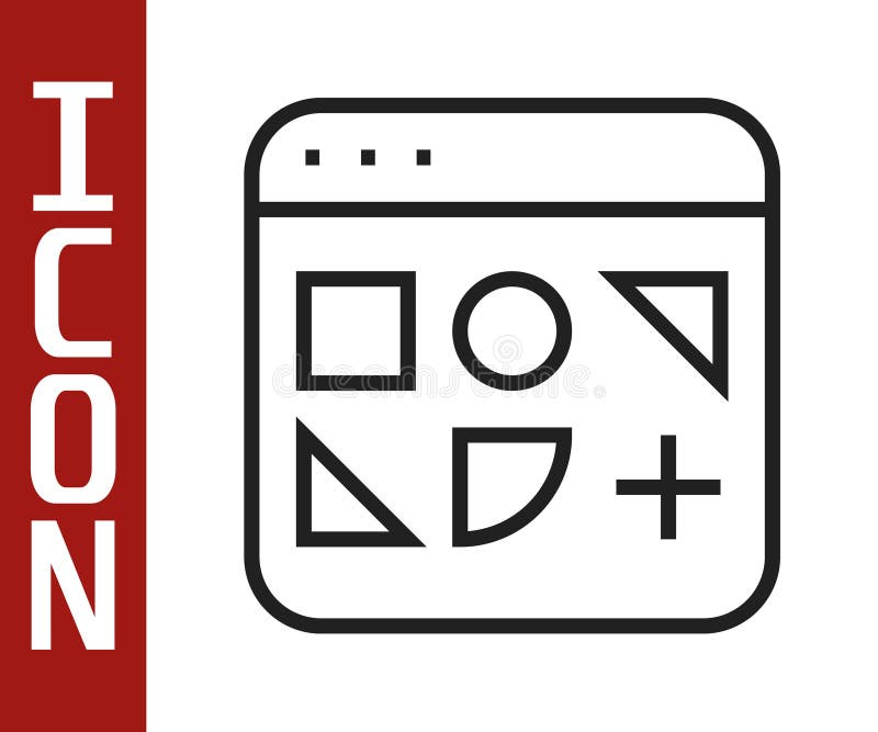 Black Line Different Files Icon Isolated on White Background. Vector ...