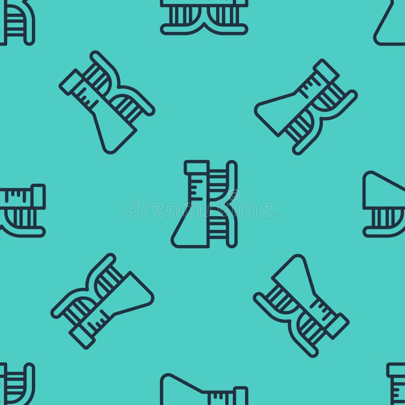 Black Line DNA Research, Search Icon Isolated Seamless Pattern on Green ...