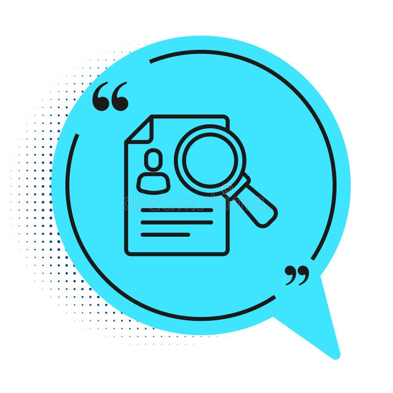 Black Line Document, Paper Analysis Magnifying Glass Icon Isolated on ...