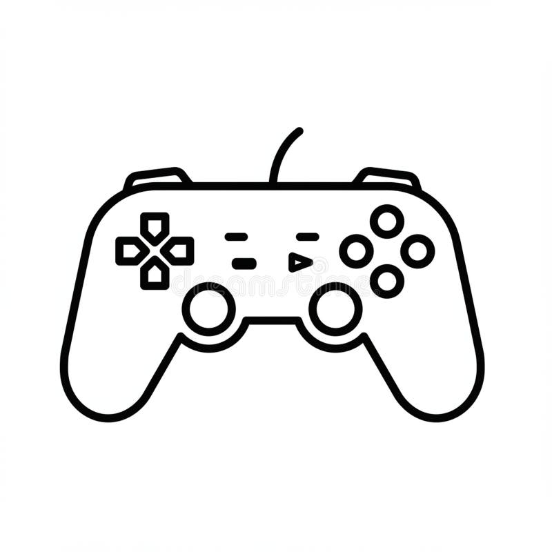 Black Line Drawing of a Game Controller Featuring Two Joysticks, a ...
