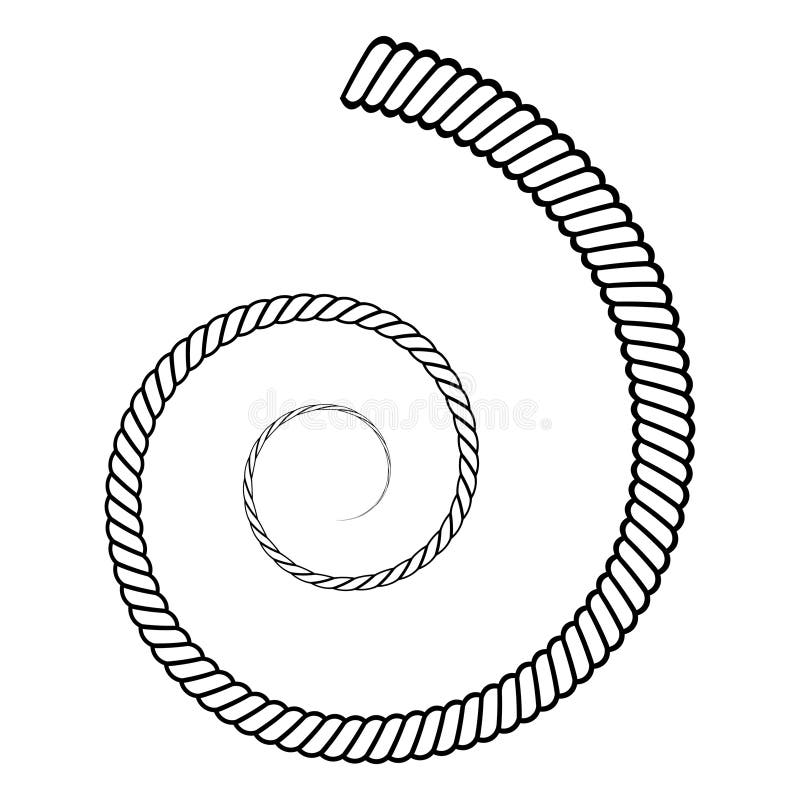 Black Line Drawing of a Rope Coiled into a Spiral Cornucopia Stock ...