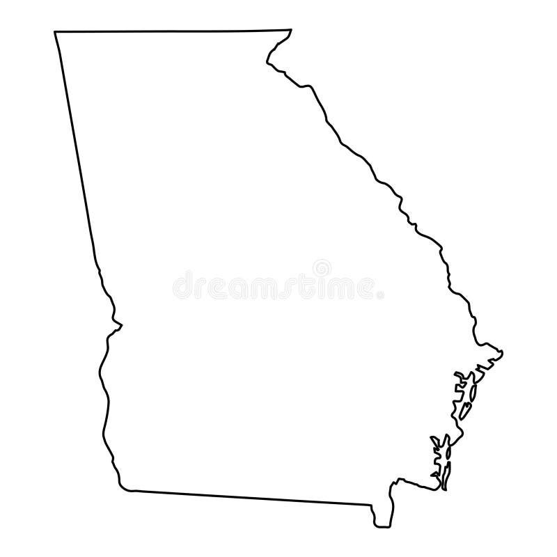 Black Line Drawing of the State of Georgia Stock Vector - Illustration ...