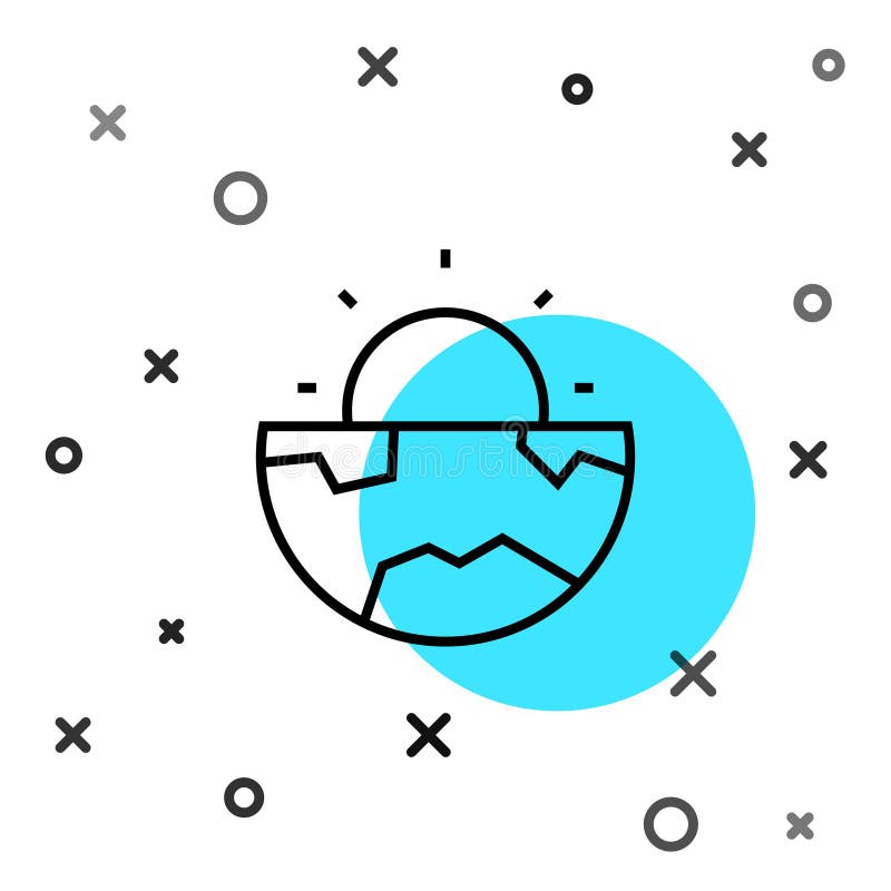 Black Line Earth Core Structure Crust Icon Isolated on White Background ...