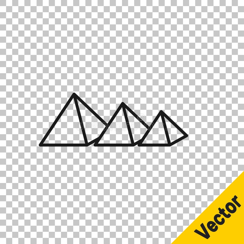 Black Line Egypt Pyramids Icon Isolated on Transparent Background ...