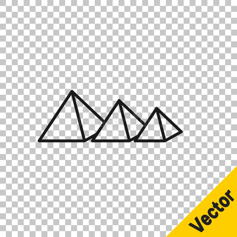 Black Line Egypt Pyramids Icon Isolated on Transparent Background ...